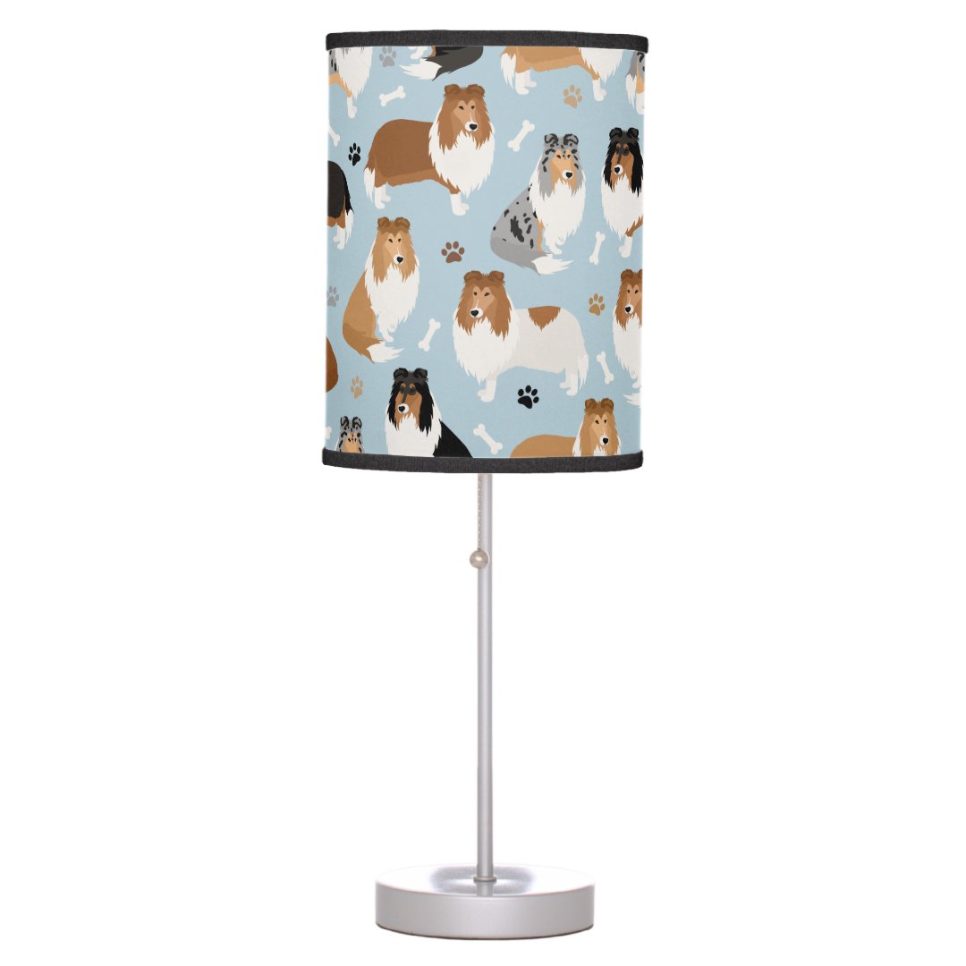 Rough Collie Paws and Bones Table Lamp | Zazzle