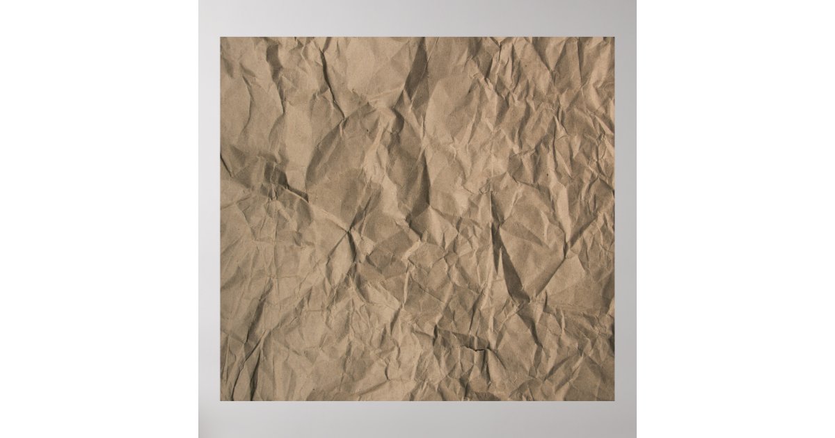 Rough crumpled paper: recycled texture poster | Zazzle