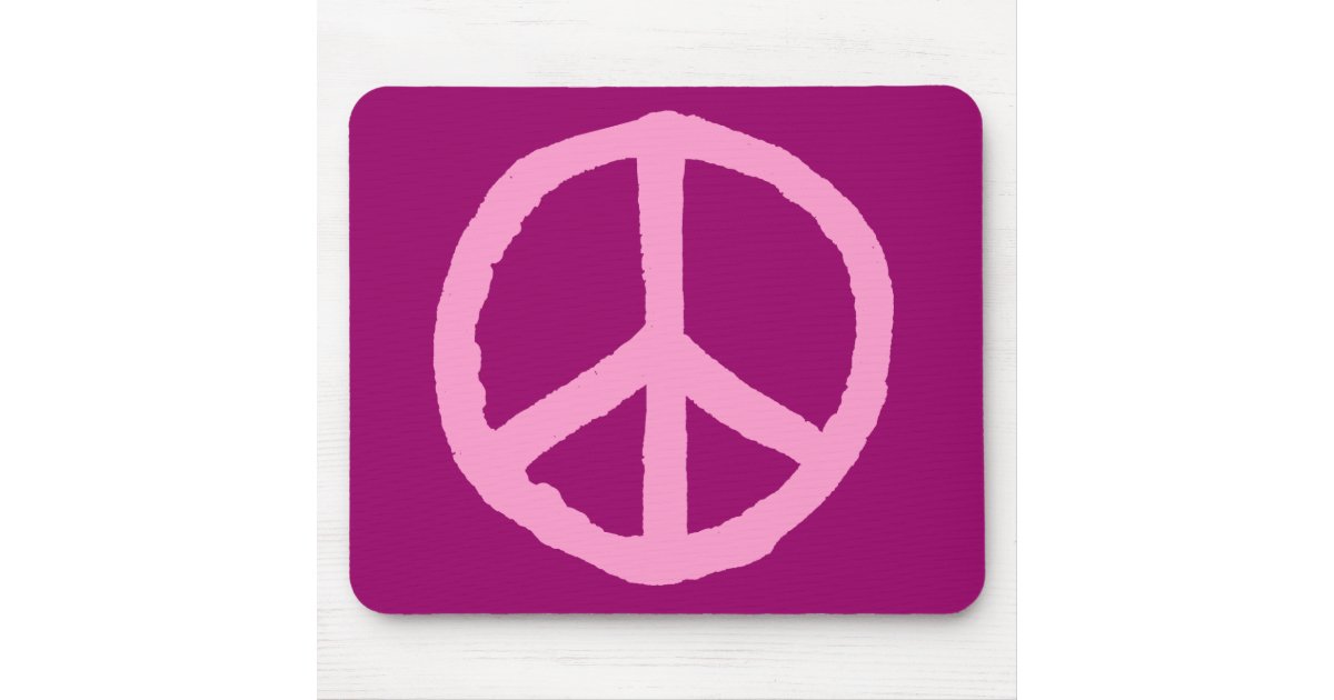 Rough Peace Symbol - Pink on Dark Pink Mouse Pad | Zazzle