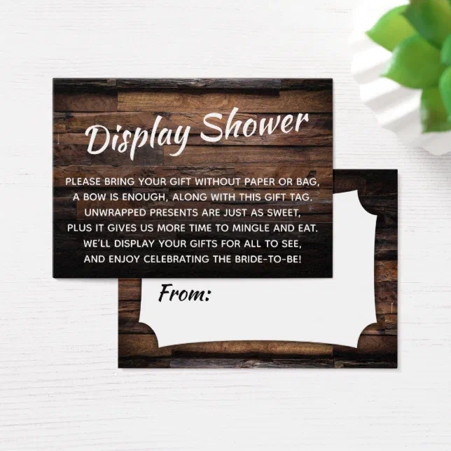 Rough Wood Display Bridal Shower Gift Card | Zazzle