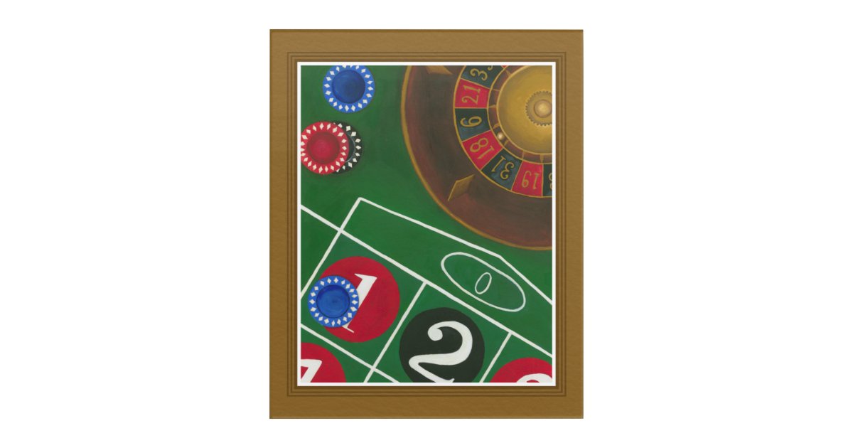 Roulette Table with Chips and Wheel Acrylic Print | Zazzle