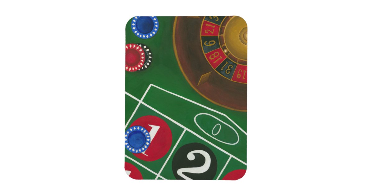 Roulette Table with Chips and Wheel Magnet | Zazzle