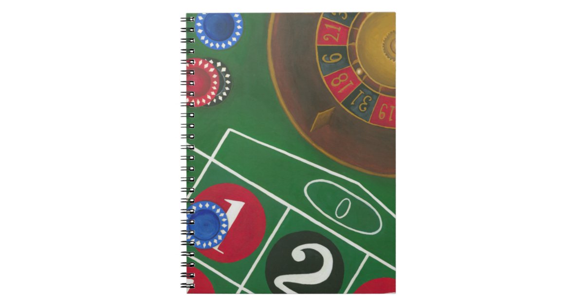 Roulette Table with Chips and Wheel Notebook | Zazzle