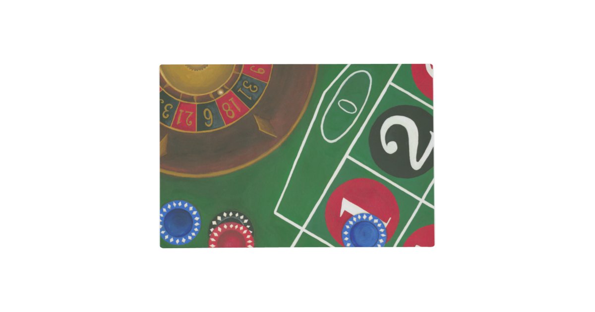 Roulette Table with Chips and Wheel Placemat | Zazzle