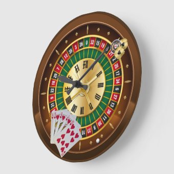 roulette wheel and cards wall clock | Zazzle