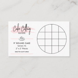 Round 9" Cake Cutting Diagram 2x2 Servings Guide Enclosure Card | Zazzle