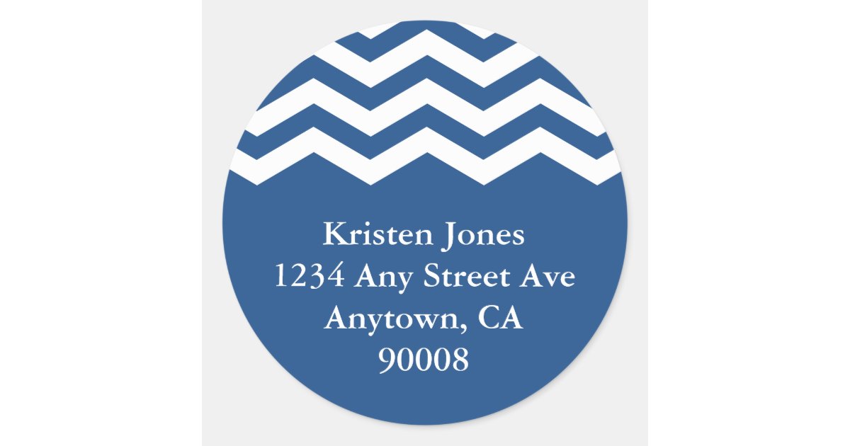 Round address label, chevron classic round sticker | Zazzle