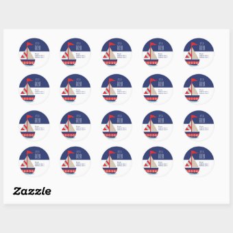 Round Address Labels - Sailing Sailboat Blue | Zazzle