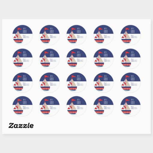 Round Address Labels - Sailing Sailboat Blue | Zazzle