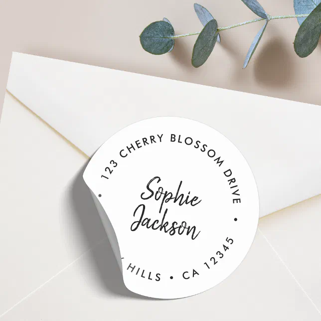 Round Address Sticker | Modern Envelope Seal Label | Zazzle