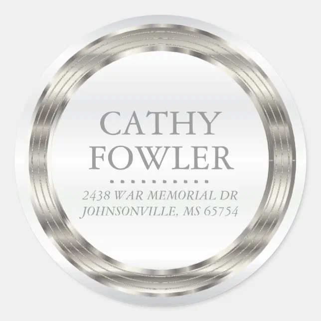 Round Address White and Silver Labels | Zazzle
