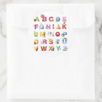 round alphabet sticker | Zazzle