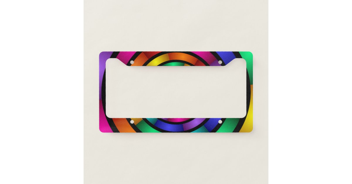 Round and Psychedelic Colorful Modern Fractal Art License Plate Frame ...