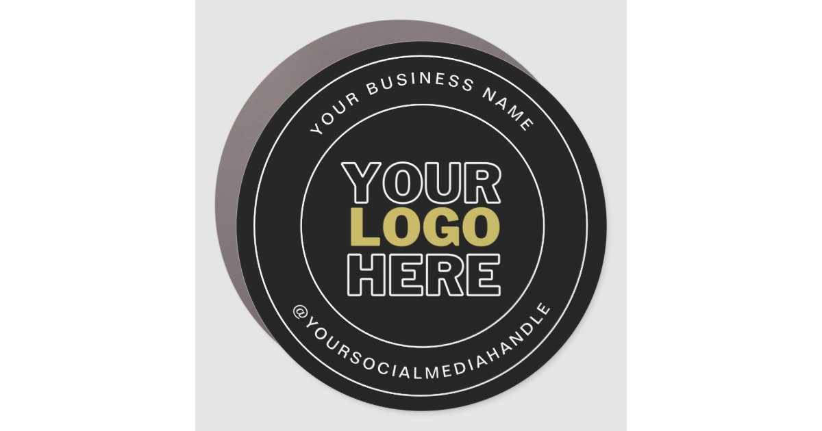 Round Black Custom Business Logo Branded Car Magnet | Zazzle