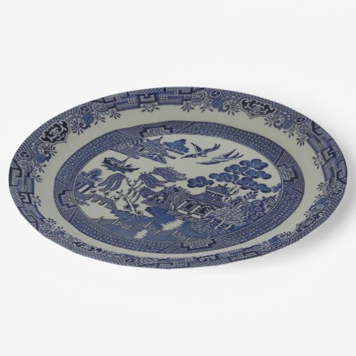 Round Blue Willow Plates Made of Paper: 9 inches | Zazzle