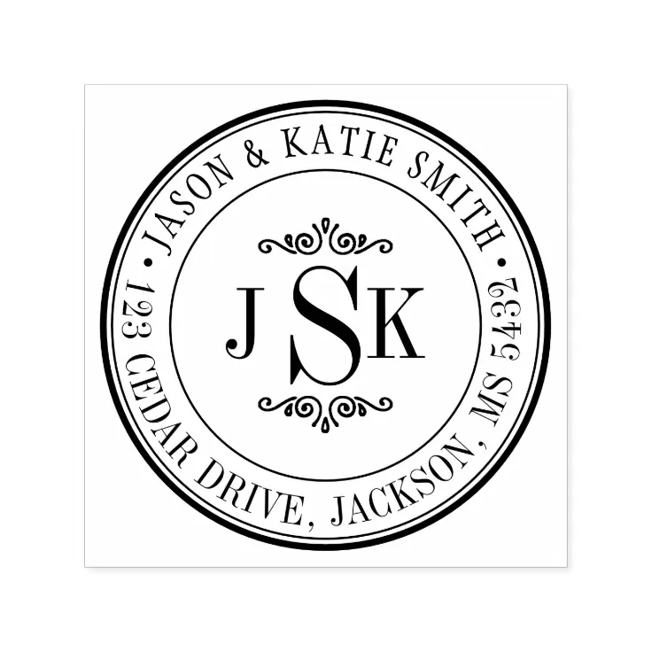 Round Border Initials Monogram Create Your Own Self-inking Stamp | Zazzle