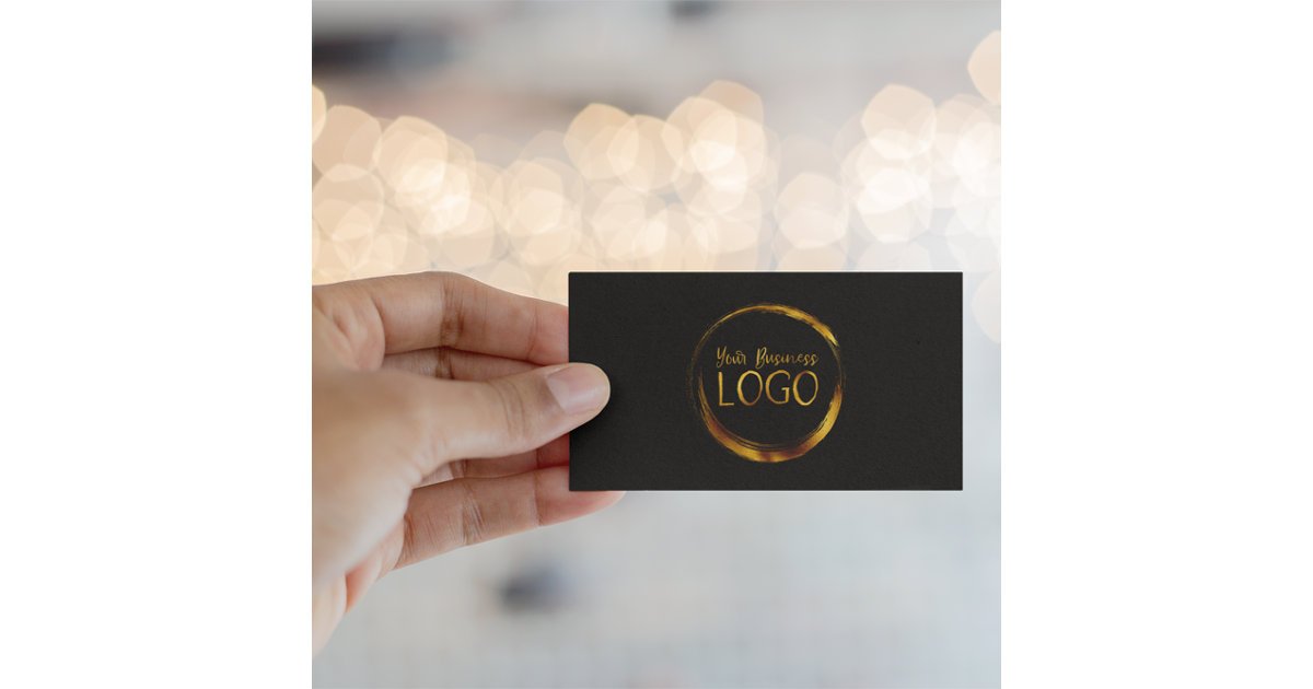 Round Business Logo on Black Promo Business Card | Zazzle