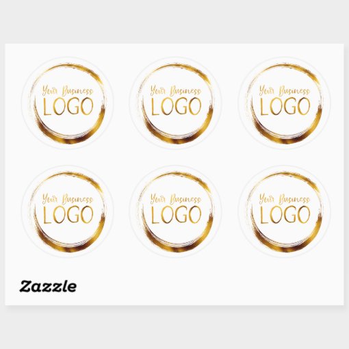 Round Business Logo on White Promo Classic Round Sticker | Zazzle