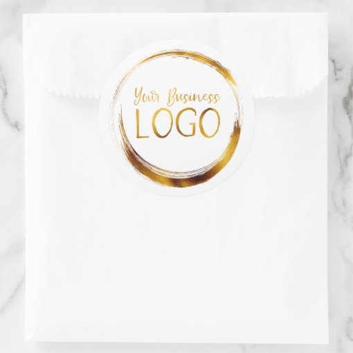 Round Business Logo on White Promo Classic Round Sticker | Zazzle