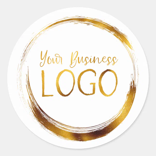 Round Business Logo on White Promo Classic Round Sticker | Zazzle