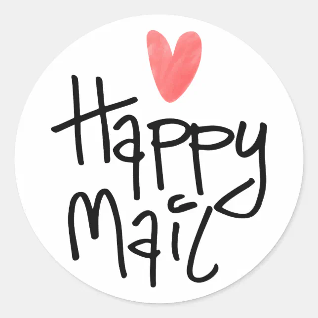 Round business stickers, happy mail with heart classic round sticker ...