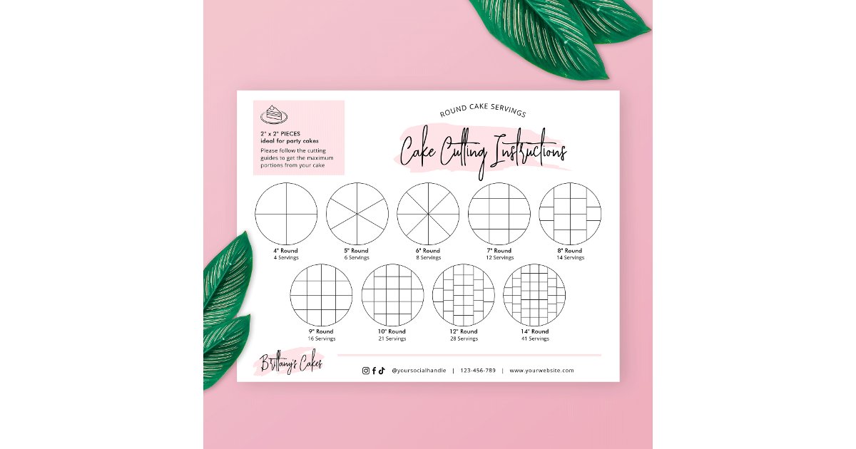 Round Cake Cutting Guides 2x2" Portions Blush Pink | Zazzle
