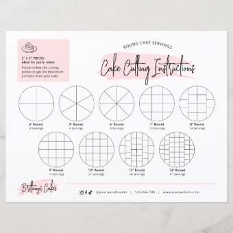 Round Cake Cutting Guides 2x2" Portions Blush Pink | Zazzle