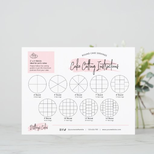 Round Cake Cutting Guides 2x2" Portions Blush Pink | Zazzle