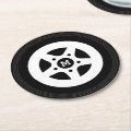 Round car wheel tire and rim novelty coaster set | Zazzle
