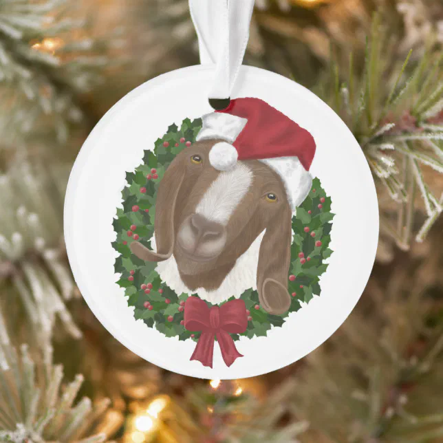 Round Christmas Goat Ornament | Zazzle