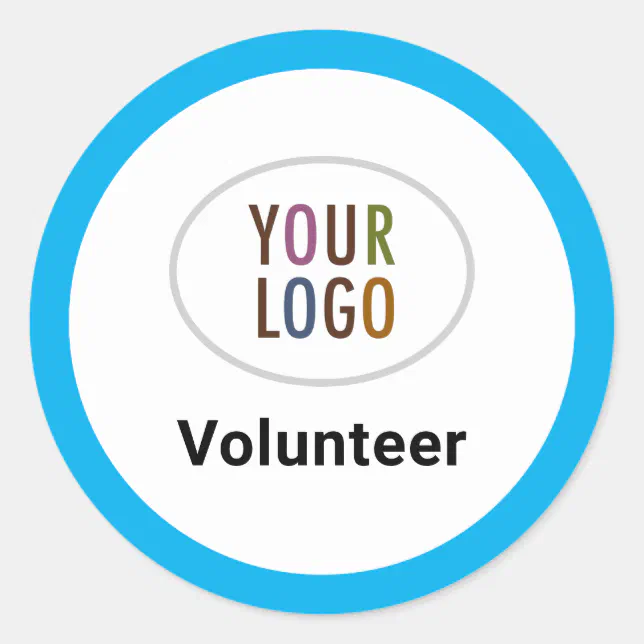 Round Circle Volunteer Custom Stickers with Logo | Zazzle