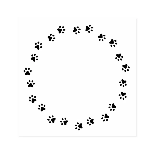 Round, circular paw print border rubber stamp | Zazzle