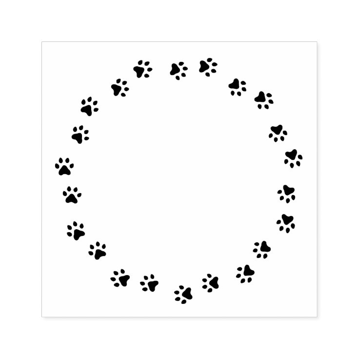 Round, circular paw print border rubber stamp | Zazzle