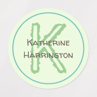 Round Clothing Labels Initial Name Template Kids | Zazzle
