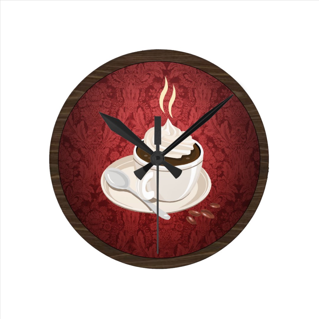 Round Coffee Cup Wall Clock | Zazzle