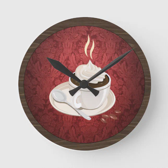 Round Coffee Cup Wall Clock | Zazzle