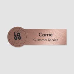 Round Company Logo Metallic Brushed Copper Nametag Name Tag | Zazzle
