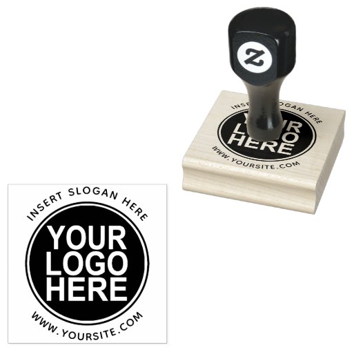Round Custom Your Business Logo Rubber Stamp | Zazzle