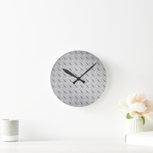 Round Diamond Plate Clock | Zazzle
