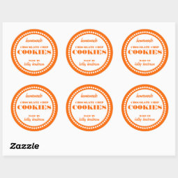 Round Dot Chocolate Chip Cookie Label Template | Zazzle