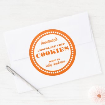 Round Dot Chocolate Chip Cookie Label Template | Zazzle