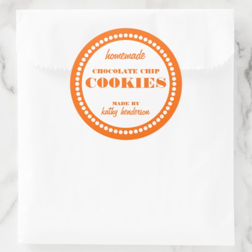 Round Dot Chocolate Chip Cookie Label Template | Zazzle