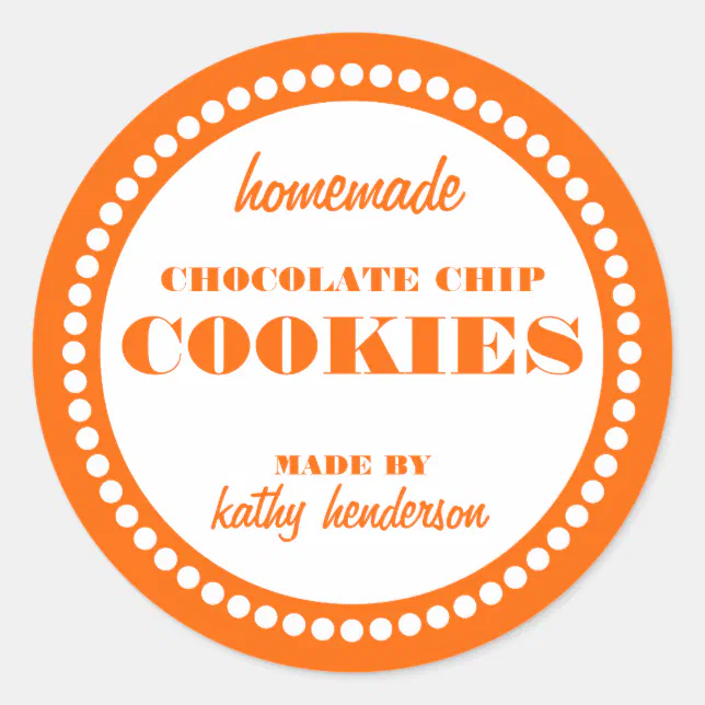 Round Dot Chocolate Chip Cookie Label Template | Zazzle