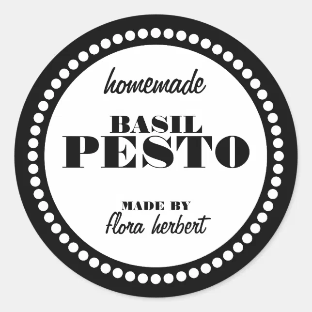 Round Dot Frame Jar Label Template | Zazzle