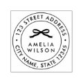 Round Double Border Chic Ribbon Return Address Self-inking Stamp | Zazzle