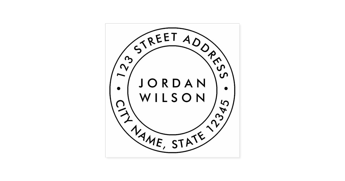 Round Double Border Modern Return Address Self-inking Stamp | Zazzle