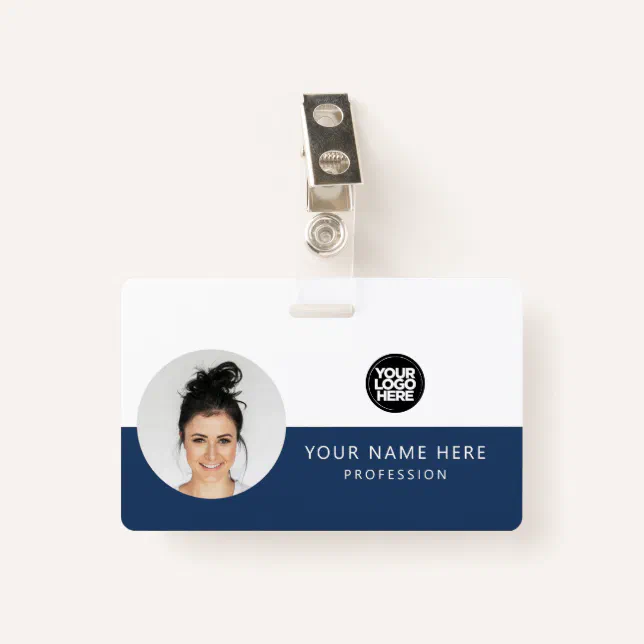 Round Employee Photo, QR Code, Logo, Name Badge | Zazzle
