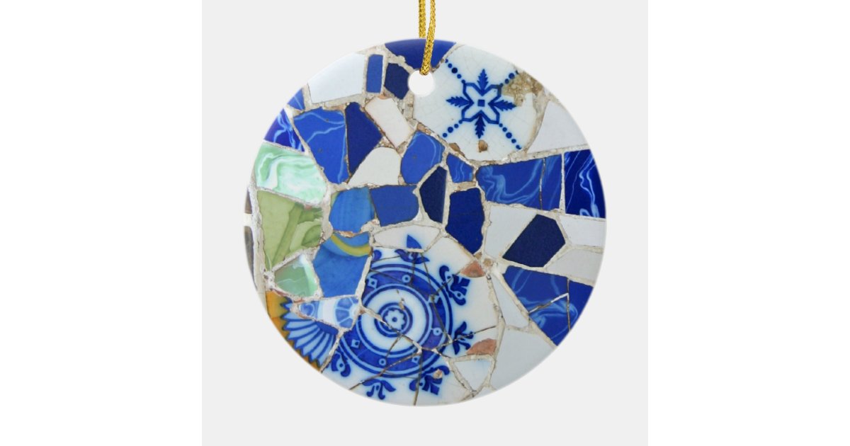 Round Gaudi mosaic ornament | Zazzle