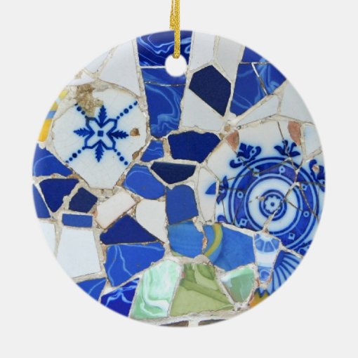 Round Gaudi mosaic ornament | Zazzle