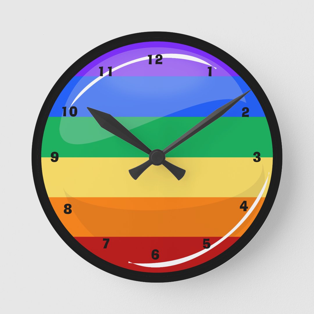 Round Gay Lgtb Pride Rainbow Flag Round Clock | Zazzle
